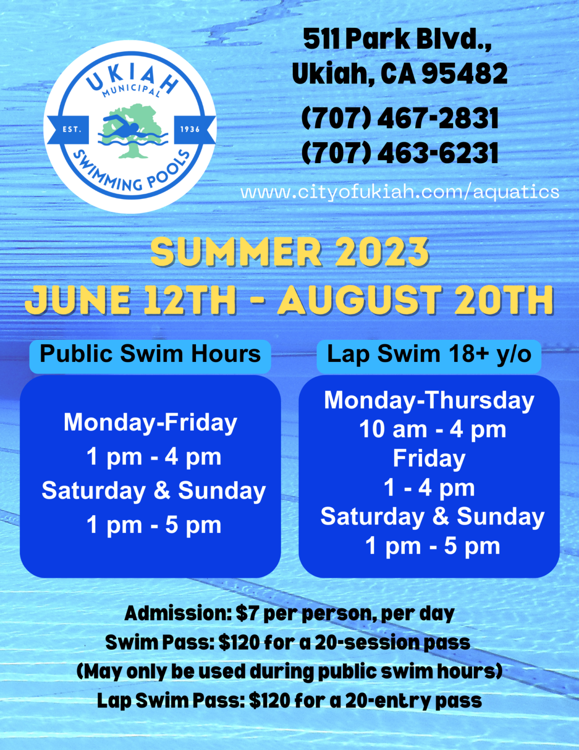 Public Swim - City of Ukiah, CA